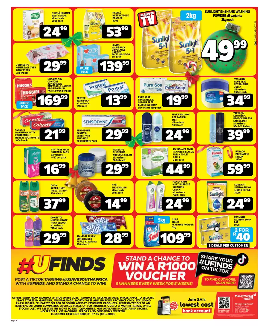Usave Specials 24 November – 7 December, 2025. Gauteng | Risij